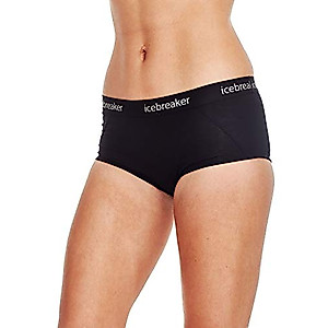 Icebreaker Merino Sprite Hot Pants Underwear for Women, Merino Wool Base Layer - Lightweight, Soft Women’s Panties for Cold Weather Activities - Thermal Underwear, Black, Small