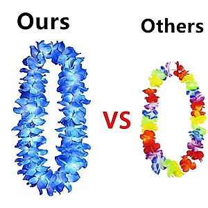Thicken 41 Inch Blue Hawaiian Leis for Graduation Party, Dance Party, Photo Prop in Outdoors (12 Pcs)