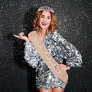 30th Birthday Gifts Decorations for Her - 30 Birthday Cake Topper, Balloons, Queen Sash, Crown and Candle Set, Rose Gold