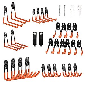 Rlipily 30 Pack Garage Hooks Steel Heavy Duty Garage Storage Hooks Utility Steel Wall Mount Garage Hanger&Organizer for Bikes,Garden Tools, Ladders, Bulk Items，Ropes and More Equipment