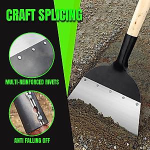 OUHO Multi-Functional Outdoor Garden Cleaning Shovel Steel Flat Shovel ice Shovel Weeding Planting Farm Weeding