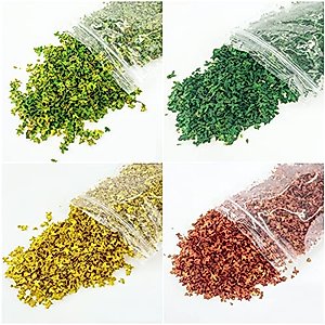 Cayway 4 Pack Model Scenery Leaf, Realistic Miniature Leaves, 4 Color Simulation Leaves for DIY Railway Fairy Garden Simulation Vine for Fairy Garden Diorama Scenery Landscape Layout