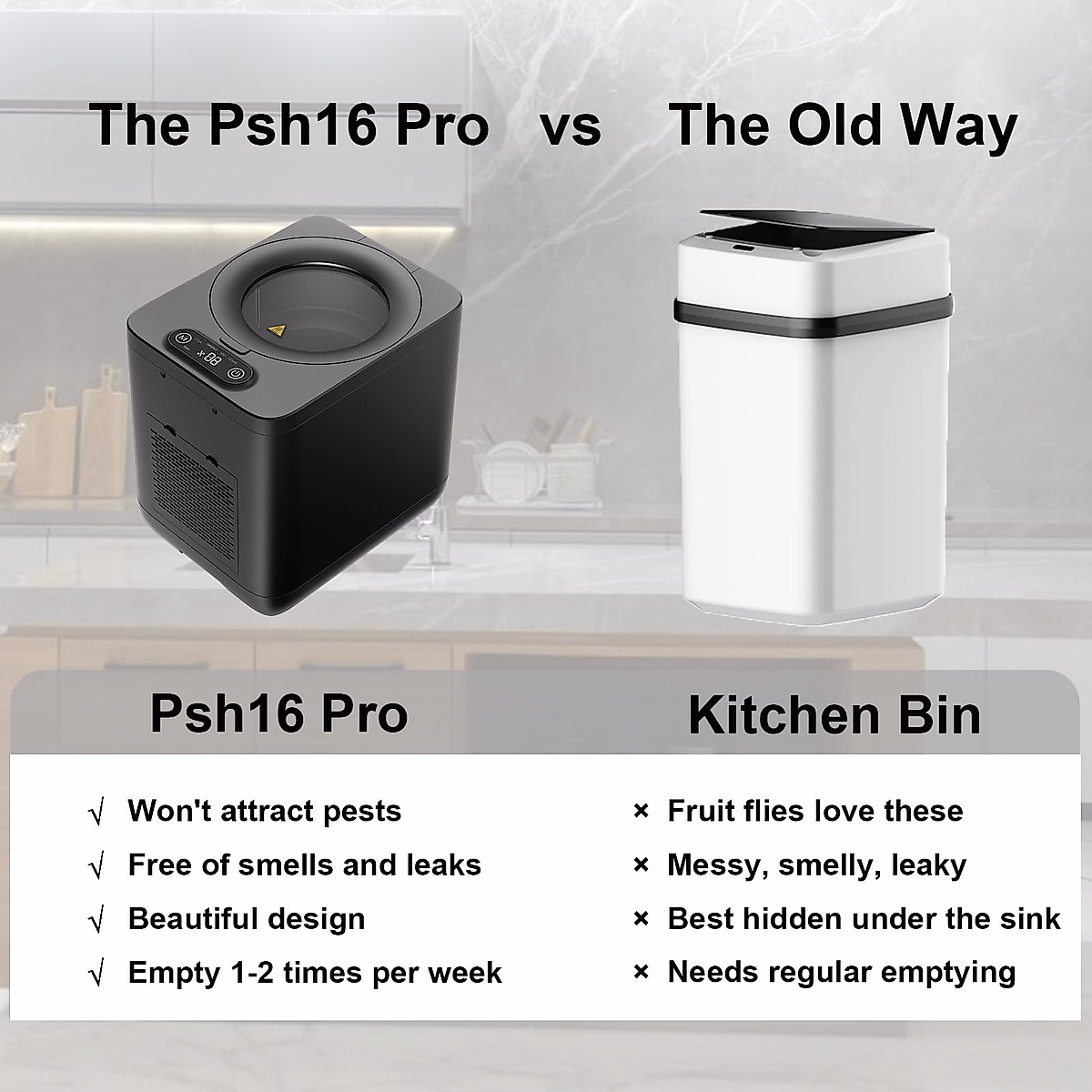 CREATIVECHEF Composter | 3.8L Electric Compost Bin for Kitchen | Upgraded New Generation Blades Auto Food Cycle Compost Machine | Turn Food Waste and Scraps into Dry Compost Fertilizer for Plants