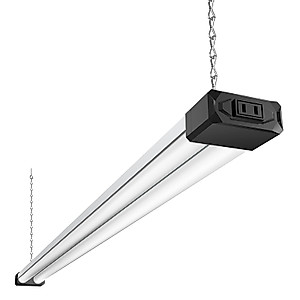 BBOUNDER 1 Pack Linkable LED Shop Light with Reflector, 4400 LM, 6500K Cool Daylight, 4 FT, 48 Inch Integrated Fixture for Garage, 40W Equivalent 250W, Surface & Suspension Mount, Black