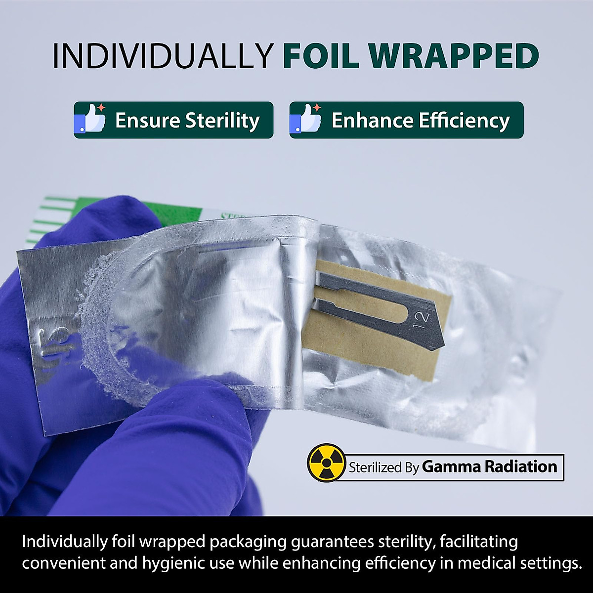 100PCs Dental Grade #12 Stainless Steel Sterile Surgical Blades by VASTMED | Individually Wrapped High Stainless Steel Dermablade Surgical Blade