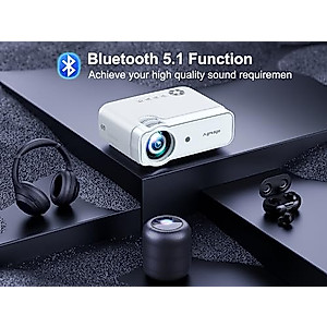 Projector with WiFi and Bluetooth, 5G WiFi 4K Supported Native 1080P 14000L, AGREAGO Portable Outdoor Projector with Screen, Home Theater Projector Compatible with TV Stick/iOS/Android/Win/HDMI/USB