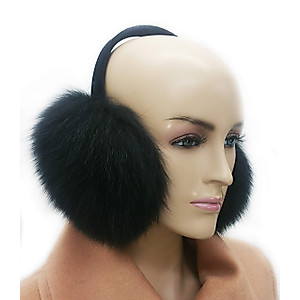 Hima Real Fox Fur Earmuff made in USA (Black)