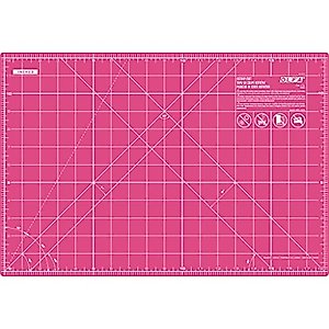 OLFA 12" x 18" Self Healing Rotary Cutting Mat (RM-CG/PIK) - Double Sided 12x18 Inch Cutting Mat with Grid for Fabric, Sewing, Quilting, & Crafts, Designed for Use with Rotary Cutters (Pink)