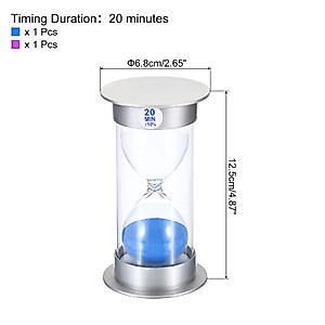 PATIKIL 20 Minute Sand Timer, Sandy Clock with Plastic Cover Count Down Sand Glass for Games, Kitchen, Party Favors DIY Decoration, Blue, Purple Sands
