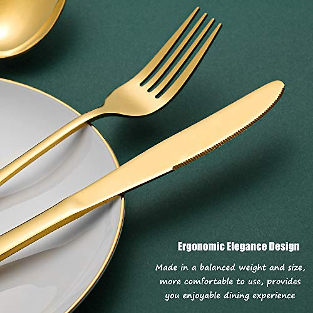 Gold Silverware Set Stainless Steel, 40 Piece Anti-Rust Mirror Polished Flatware Gold Utensils Set Service for 8 with Gift Packaging, Dishwasher Safe