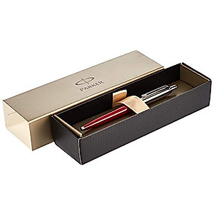 1 X Parker Jotter Retractable Ball Point Pen, Red Barrel, Black Ink, Medium Point