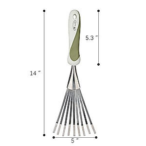 Worth Garden 14 inch Stainless Steel Tines Resist Rust Small Hand Rake Garden Tool Weeding Turning Loosening Soil Harrowing Cultivating Planting