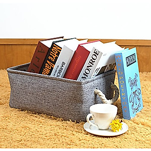 Decorative Storage Basket Bin with Lip, Collapsible Storage Box for House Organizer. (12.2 x 8.3 x 5.1inch, Grey)