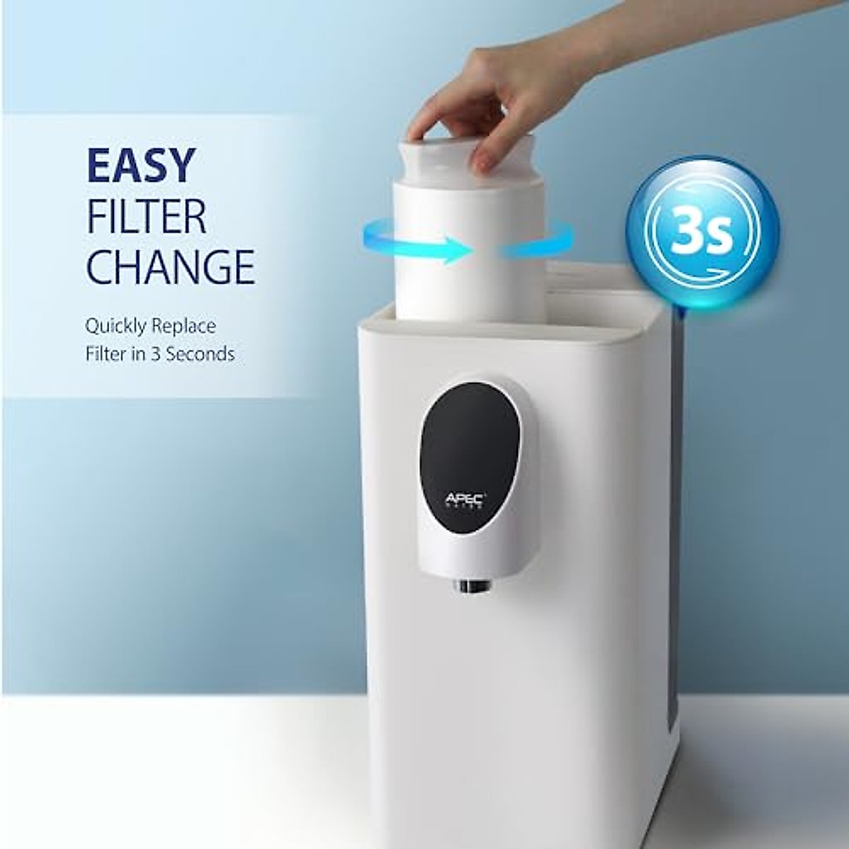 APEC ROCT-Plus Countertop Reverse Osmosis System, Efficient RO Filter 3:1 Pure to Drain, Instant Hot Water ± 2° for Tea, UV Water Filtration