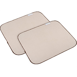 Sinland Microfiber Dish Drying Mat Super Absorbent Dish Drying Rack Pads Kitchen Counter Mat 16Inch X 18Inch Beige 2 Pack