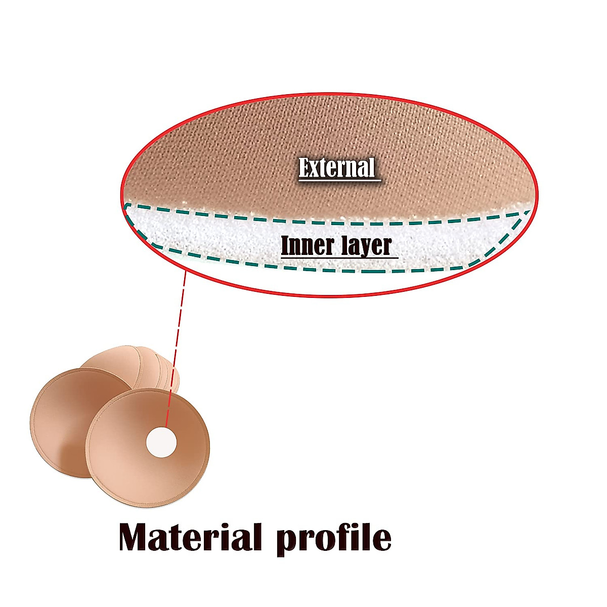 WMugthome 3 Pairs Round Seam Women's Removable Sports Yoga Bra pad, Bikini Top Bra Pads Insert (Beige,C Cup)