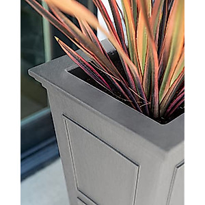 Veradek Brixton Series Tall Plastic Planter - Large Outdoor Planter for Front Porch | Crack Resistant All-Weather Use | Classic Estate Design for Tall Plants, Flowers, Trees