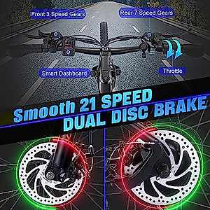 Vivi Electric Bike, 27.5" Electric Mountain Bike for Adults, with 500W Motor 48V 10.4Ah Removable Battery, 20mph - Class 2 eBike, Up to 50 Miles Range, 21 Speed, Suspension Front