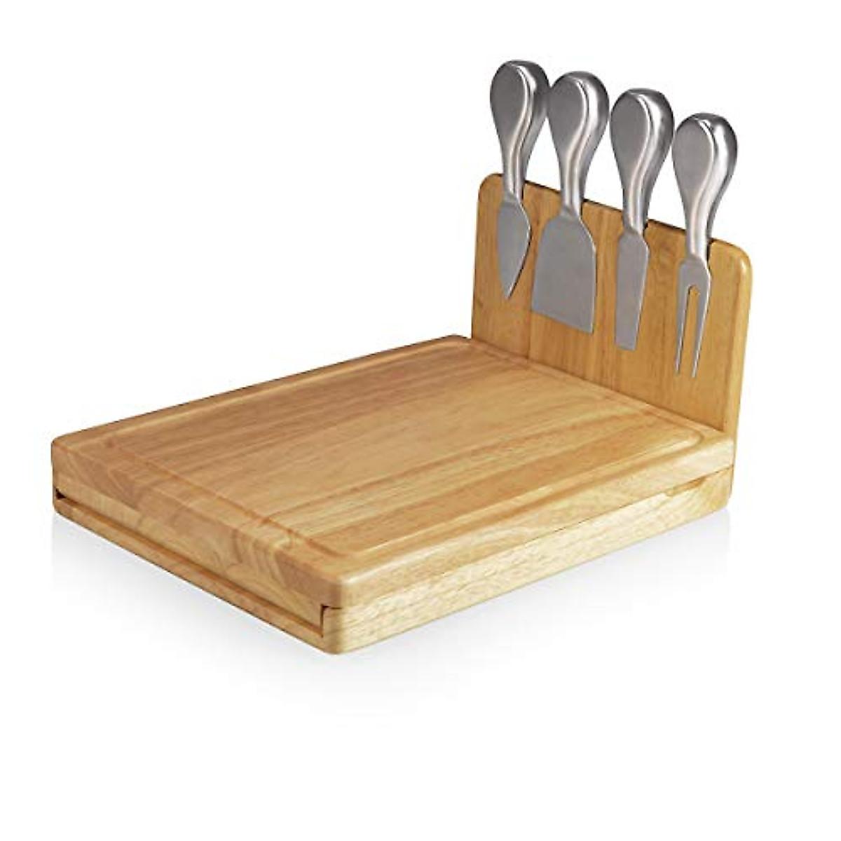 TOSCANA - a Picnic Time brand Asiago Cheese Board and Knife Set, Charcuterie Board Set, Wood Cutting Board with Cheese Knives, (Parawood)