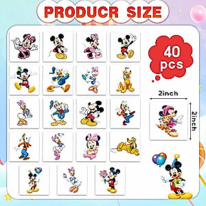 40 PCS Micke Mouse Tattoo Sticker Party Favors, Mouse Temporary Tattoos Mouse Birthday Party Supplies For Kids Boys And Girls Goody Bag Treat Bagfor Water Bottle Phone Skateboard Decoration