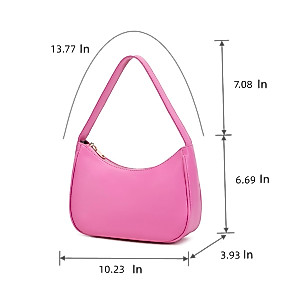 CYHTWSDJ Shoulder Bags for Women, Cute Hobo Tote Handbag Mini Clutch Purse with Zipper Closure (Pink)