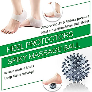 Plantar Fasciitis Foot Pain Relief Kit-9pcs-2 Pairs Compression Socks, Silicone Heel Cups, Cushioned Arch Supports & Spiky Massage Ball-Fast Heel & Arch Pain Relief, Strong Ankle & Arch Support(2 PAIRS SOCKS KIT, S/M (Women 4-8, Men 6.5-7))