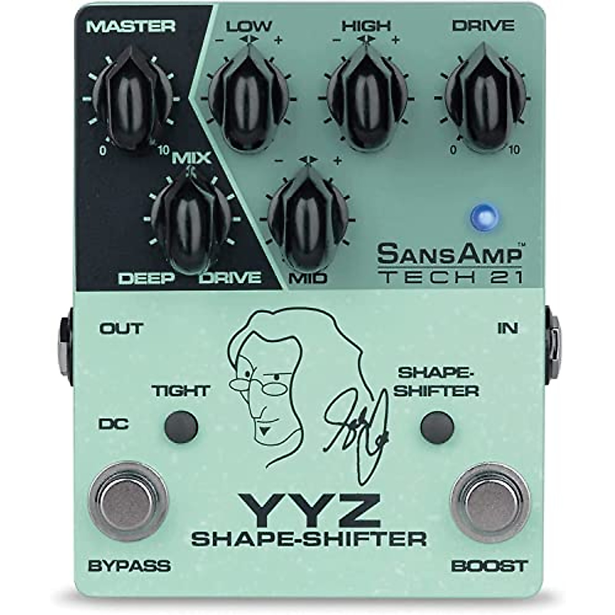 Tech 21 YYZ Geddy Lee Shape-Shifter Signature SansAmp Pedal Bundle with 2 MXR Patch Cables and Dunlop Pick Pack