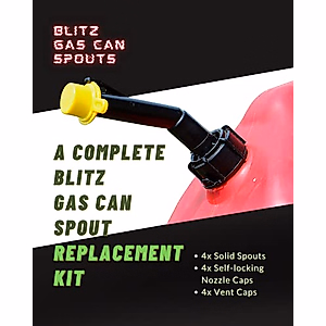 Super Spouts Gas Can Spout Replacement for Blitz Old Style Nozzles with Caps and Vents. 3 Pack