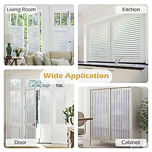 rabbitgoo Window Privacy Film, Frosted Glass Window Film, Window Frosting Film, Decorative Front Door Covering, Anti-UV Static Cling Non Adhesive Window Sticker, Striped Pattern, 35.4 x 118 inches