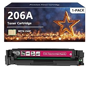 206A Toner Cartridge (with Chip) Compatible for HP W2110A W2111A W2112A W2113A Toner, Work for Color Pro M255dw M255nw MFP M282nw M283 Series Printers, 1 Magenta