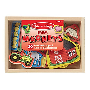 Melissa & Doug 20 Wooden Farm Magnets in a Box - Cute Barnyard Animal Fridge, Refrigerator Magnets For Toddlers Ages 2+