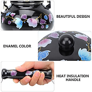 DOITOOL Ceramic Enamel Teapot Tea Kettle: 2. 5L Stainless Steel Stove Top Tea Kettle with Handle Flower Coffee Kettle Flat Bottom Kettle Warmer Teakettle for Stovetop