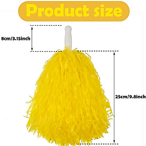 Hooshing 24PCS Cheerleading Pom Poms Yellow Plastic Cheer Pom Poms with Handles for Team Spirit Sports Party Dance
