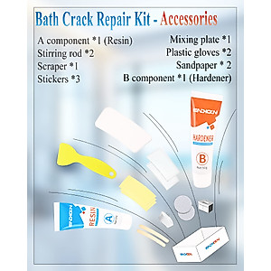 Bath Repair Kit White, Endhokn Enamel, Porcelain, Acrylic, Fiberglass, Ceramic Sink, Tub Tile Toilet Shower Kit & Tray & Chip & Pedestal Crack Hole Scratches Repair