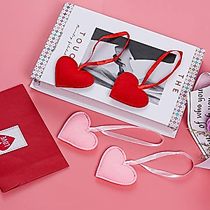 24 Pieces Felt Heart Hanging Ornament Valentines Day Heart Shaped Ornaments for Wedding Valentine Day Anniversary Christmas Party Decorations, Red and Pink