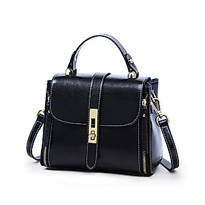 JIUFENG Top Handle Satchel Handbag Crossbody Bag for Women, Leather Purses for Women, Tote Bag for Women (Black)