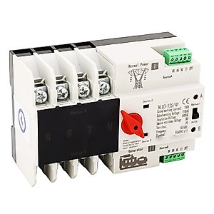 Dual Power Automatic Transfer Switch, NLQ3 125 4P 100A 110V Mini ATS Electrical Selector Switches Din Rail Mounted Dual Power Switch Generator Changeover Switch for Emergency Power