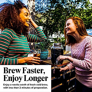 Willow & Everett Cold Brew Coffee Maker - 1 Gallon Iced Tea & Coffee Cold Brew Maker - Glass Pitcher w/ Stainless Steel Spout and Removable Filter