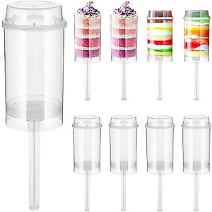 60Pack Cake Push Pop Containers with Lids, Reusable Cake Push Pops, Muti-purpose Push Pop Cake Containers, Plastic Cake Push-up Pop Shooter for Cupcake, Confetti, Homemade Ice Cream,Desserts