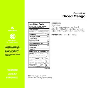 Augason Farms Freeze Dried Diced Mango 9.52 oz No. 10 Can
