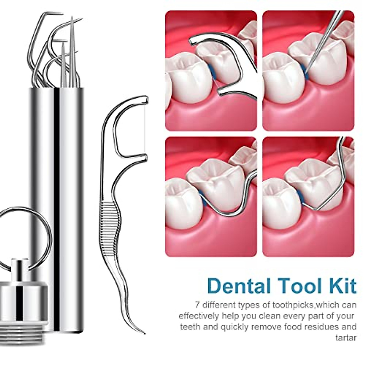 7Pcs 2 Set Portable Stainless Steel Toothpicks Pocket Set, Reusable Metal Toothpicks Cleaning Kit with Holder for Outdoor Picnic Camping Traveling …