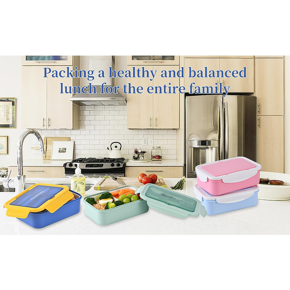 UPTRUST Bento Lunch container For Kids, Bento adult box With 3 Compartment. Leak-proof, Microwave safe, Dishwasher Safe, Freezer Safe,Meal Fruit Snack Packing Box(Spoon&Fork included) (Pink)