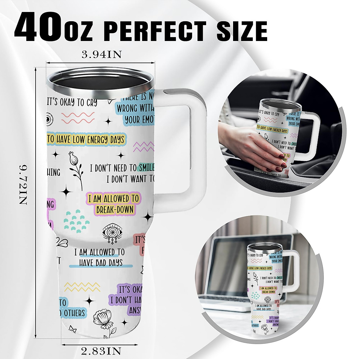 Mental Health Gifts, My Mental Breakdown Cup 40oz Tumbler, Positive Inspirational Gifts for Women, Daily Reminders Affirmations Tumbler, Mental Health Month Birthday Gifts for Friends Bestie Sister