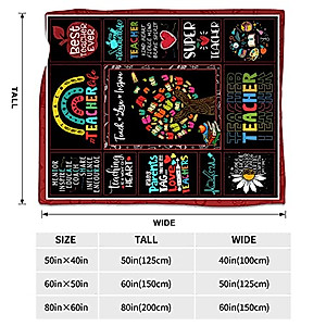 Teacher Blanket Teacher Appreciation Gift Blanket Birthday Retirement Gift for Teacher Ultra Soft Flannel Throw Blanket for Couch Bed Sofa 60''x50''…