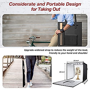 Aureday Photo Studio Light Box, 20''×20'' Dimmable Photo Lightbox for Product Photography, Proffessional Shooting Tent with 80pcs Led Lights and 5 Colored Backdrops