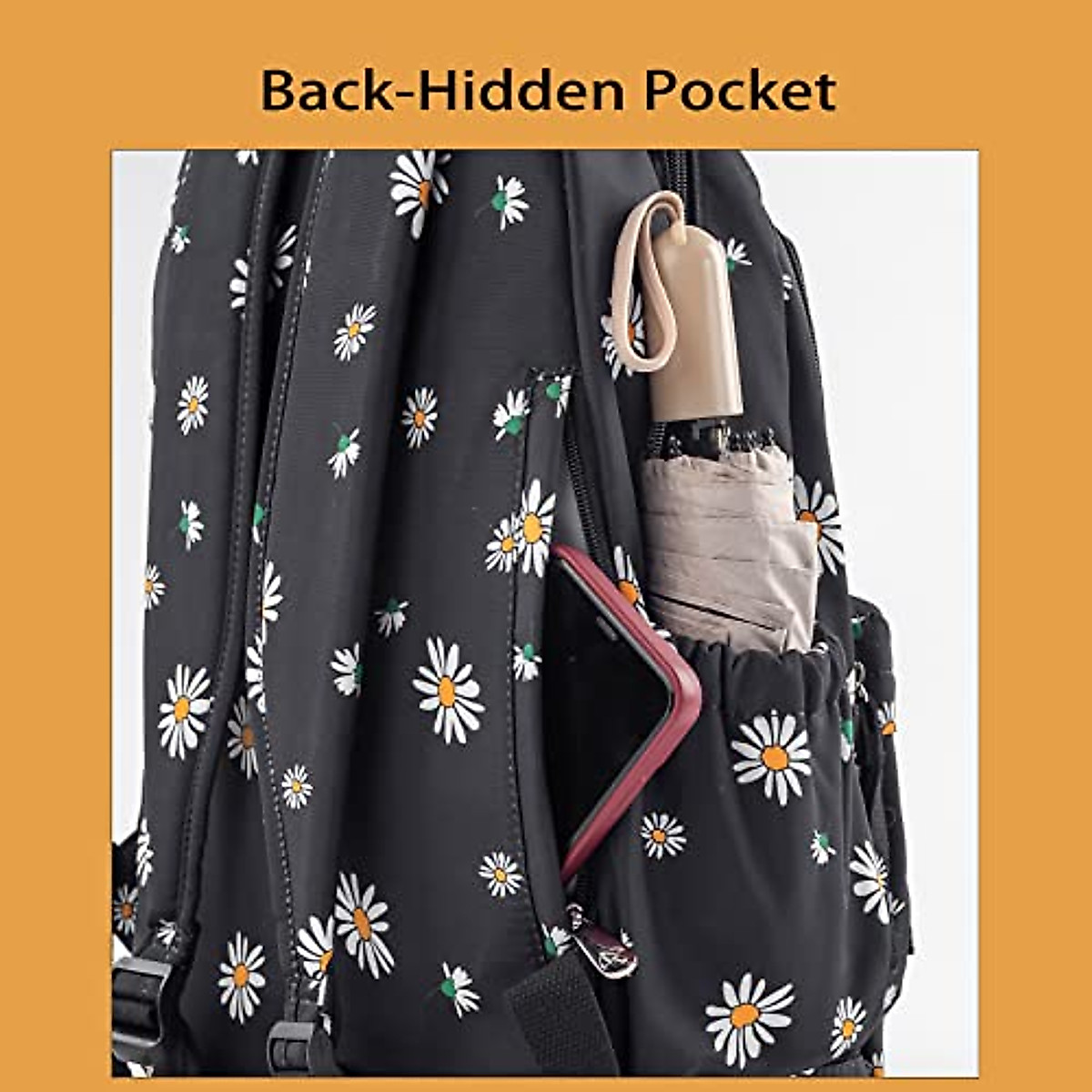 YYDCBA Large Capacity Casual Backpack Small Daisy Print Lightweight Waterproof Campus Dayily Backpack,School,Camping,Hiking