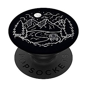 Black White Nature Mountain Camper Moon PopSockets Swappable PopGrip