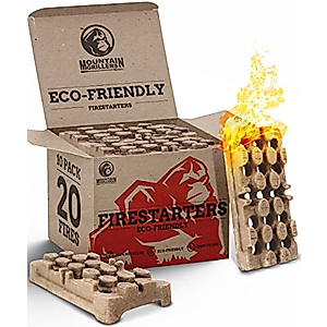 Mountain GRILLERS Natural Firelighters - Fire Starters for Wood Burner Log Burner Fireplace Pizza Oven BBQ - Indoor & Outdoor Brick Eco Fire lighters