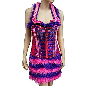 Alice in Wonderland Cheshire Cat Fur Rave Corset Costume
