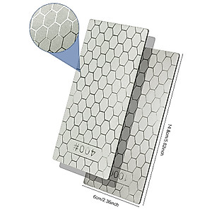 2PCS Diamond Sharpening Stone, Kalolary Knife Sharpener Stone Whetstone Honeycomb Surface Diamond Sharpener Plate with Non-slip Base for Pocket Knives Scissors, Outdoor Kitchen Tools (400/1000 Grit)